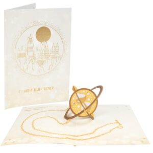 harry potter time turner pop-up birthday greeting card - if i had a time-turner, we could celebrate over and over - handcrafted pop up card gift - for kids, teens & adults - 5 x 7