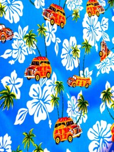 sal tex fabrics, hawaiian flowers print poly cotton fabric, sells by the yard, all have different background color (turquoise)