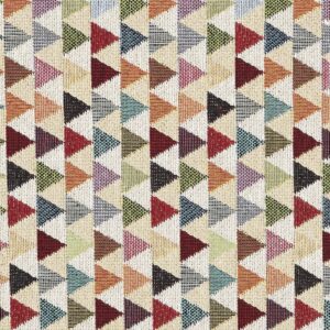 kt kilotela upholstery fabric, jacquard gobelin, upholstering furniture, headboards, accent pillows, handbags, tote bags, 1 yard, 36" length x 110" width, triangles, multi, beige