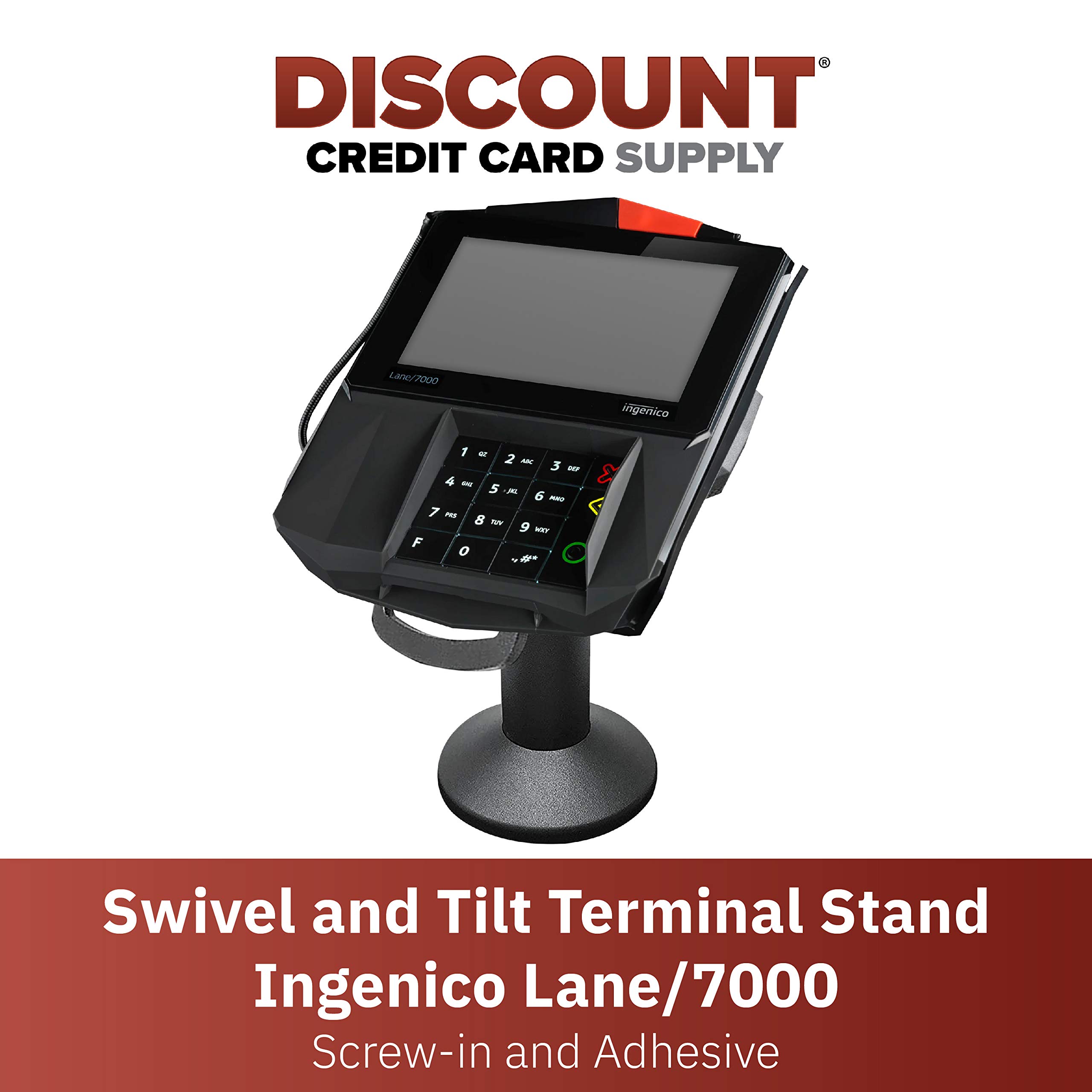 Discount Credit Card Supply DCCStands Swivel and Tilt Ingenico Lane/7000 Terminal Stand, Screw-in and Adhesive