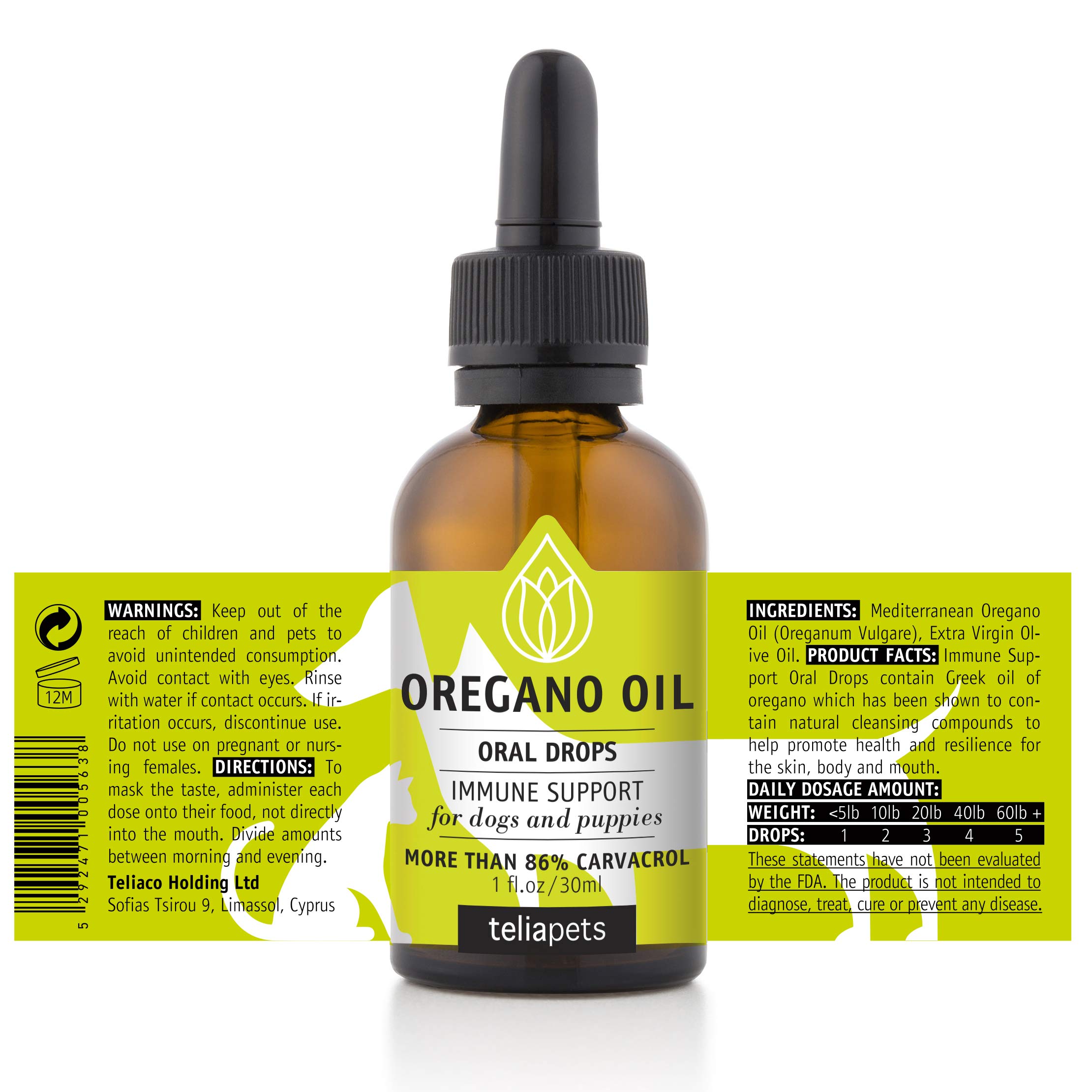 Vetercure Oregano Oil Oral Drops for Pets- Natural Immune Support for Dogs & Puppies- Pet Supplement - Deep Cleansing Action for Perfect Dog Coat, Skin & Overall Health-1 fl.oz