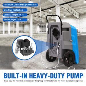 MOUNTO 180Pints LGR Industrial Dehumidifier with Pump and Drain Hose, Portable Commercial Dehumidifier with Wheels for Home, Basements, Garages, and Job Sites