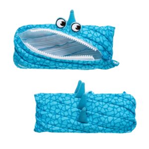 zipit dino pencil case for boys | pencil pouch for school, college and office | pencil bag for kids (blue)