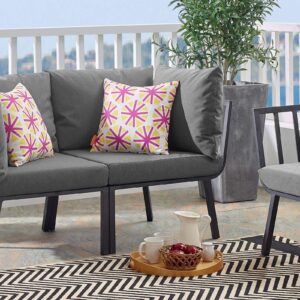 modway riverside outdoor furniture, corner chair, gray charcoal