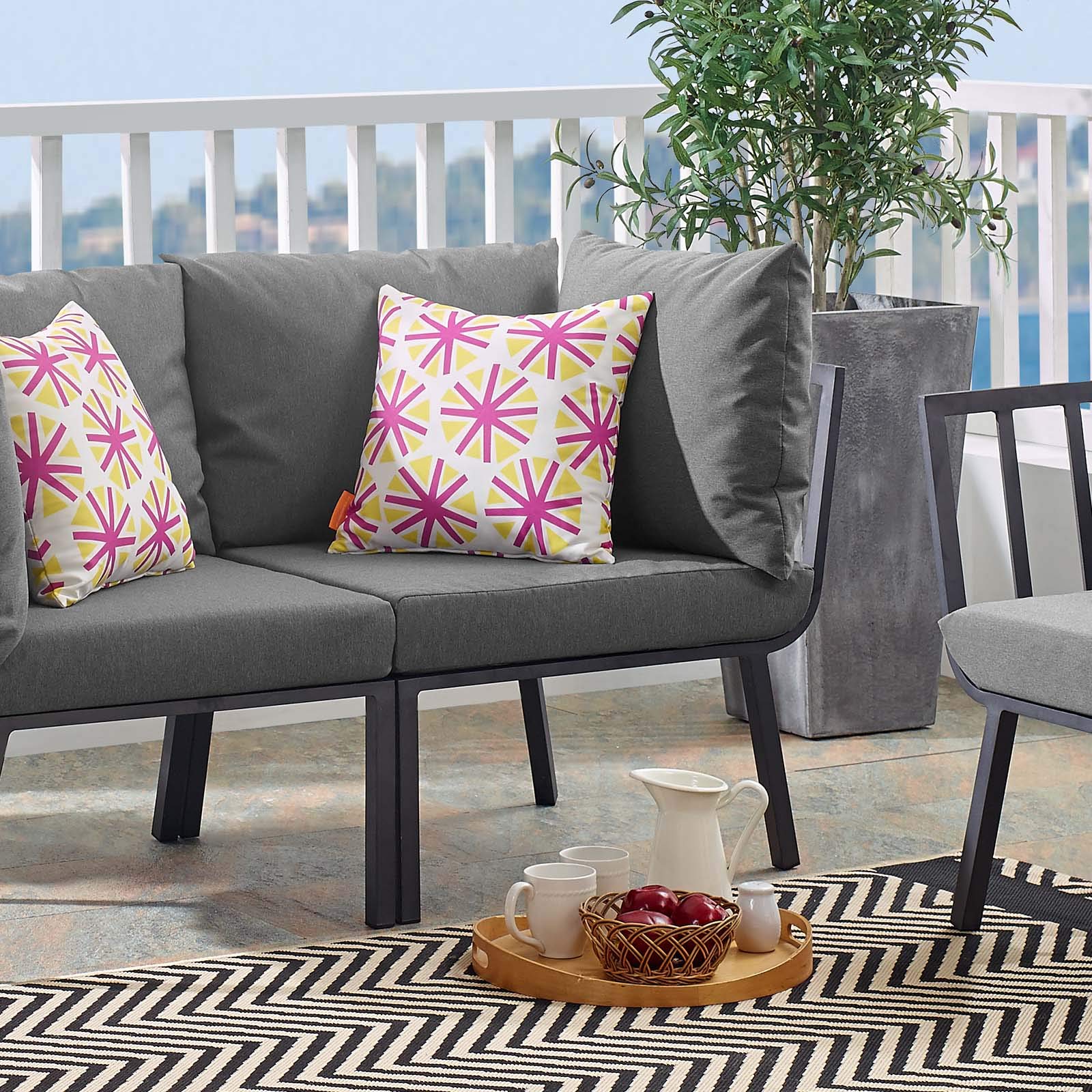 Modway Riverside Outdoor Furniture, Corner Chair, Gray Charcoal