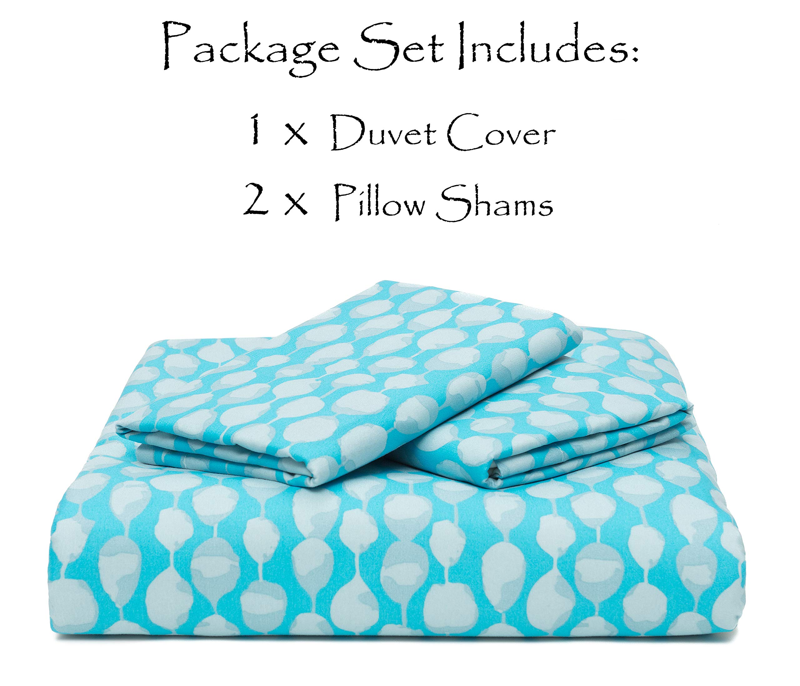 Chanasya Premium Blue Aqua Abstract Duvet Cover Set - Vibrant Colorful Boho Art Print 3-Piece King Size Lightweight Reversible Microfiber Comforter Cover - Ultra Soft Breathable Stain Resistant