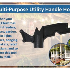 JSP Manufacturing Multi-Purpose Plastic Utility Hook Screw On Pole Attachment (Pole NOT Included) - Hang Christmas Lights, Bird feeders, Sting Lights, Ropes, Boat Lines (2, Black)