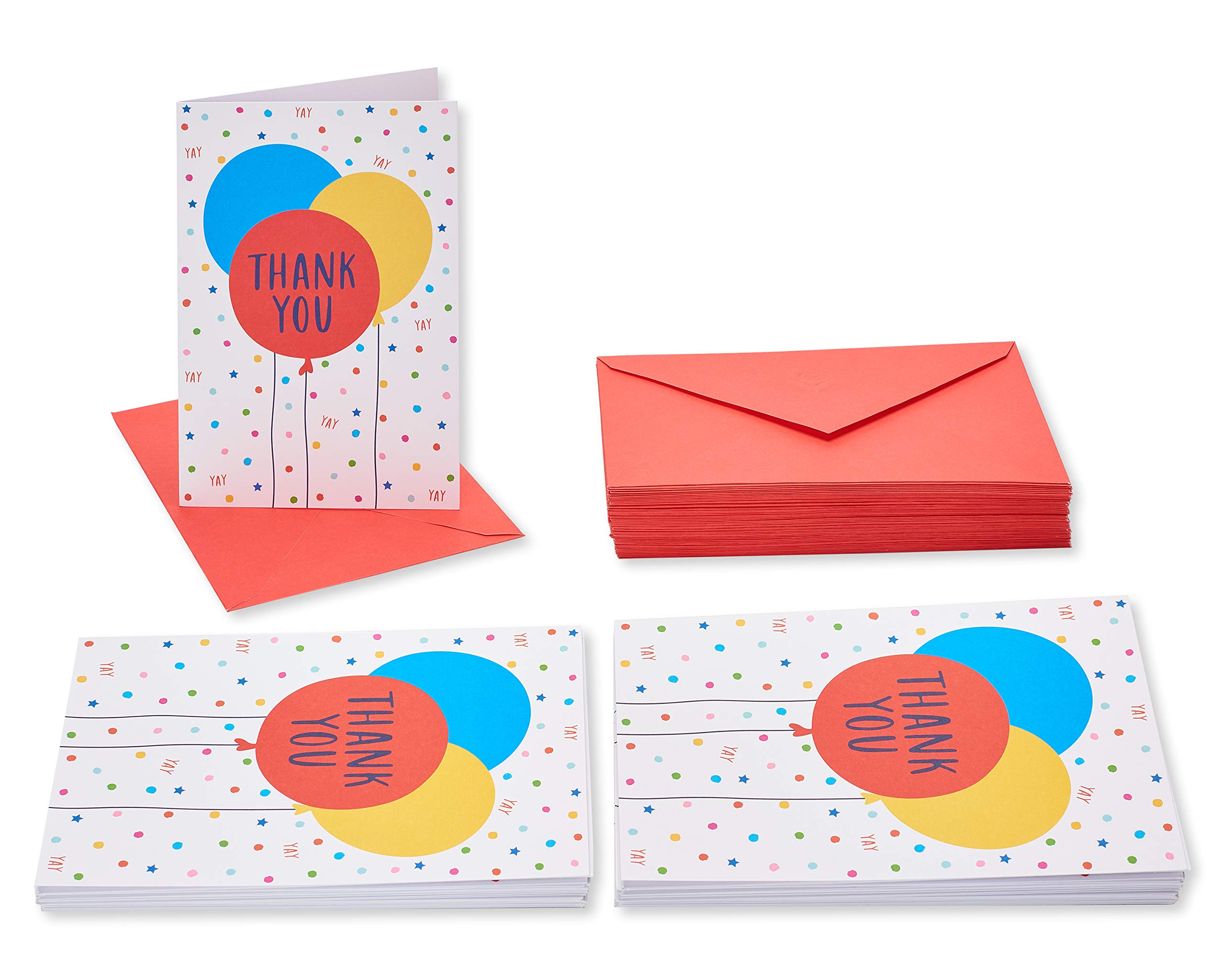 American Greetings Thank You Cards with Envelopes, Multi Color Balloons (48-Count)