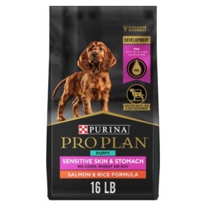 purina pro plan sensitive skin and stomach dog food puppy salmon and rice formula - 16 lb. bag