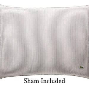 Lacoste Anglet Cotton Reversible Duvet Cover & Sham Set, 104" W x 96" L King, Ivory/White