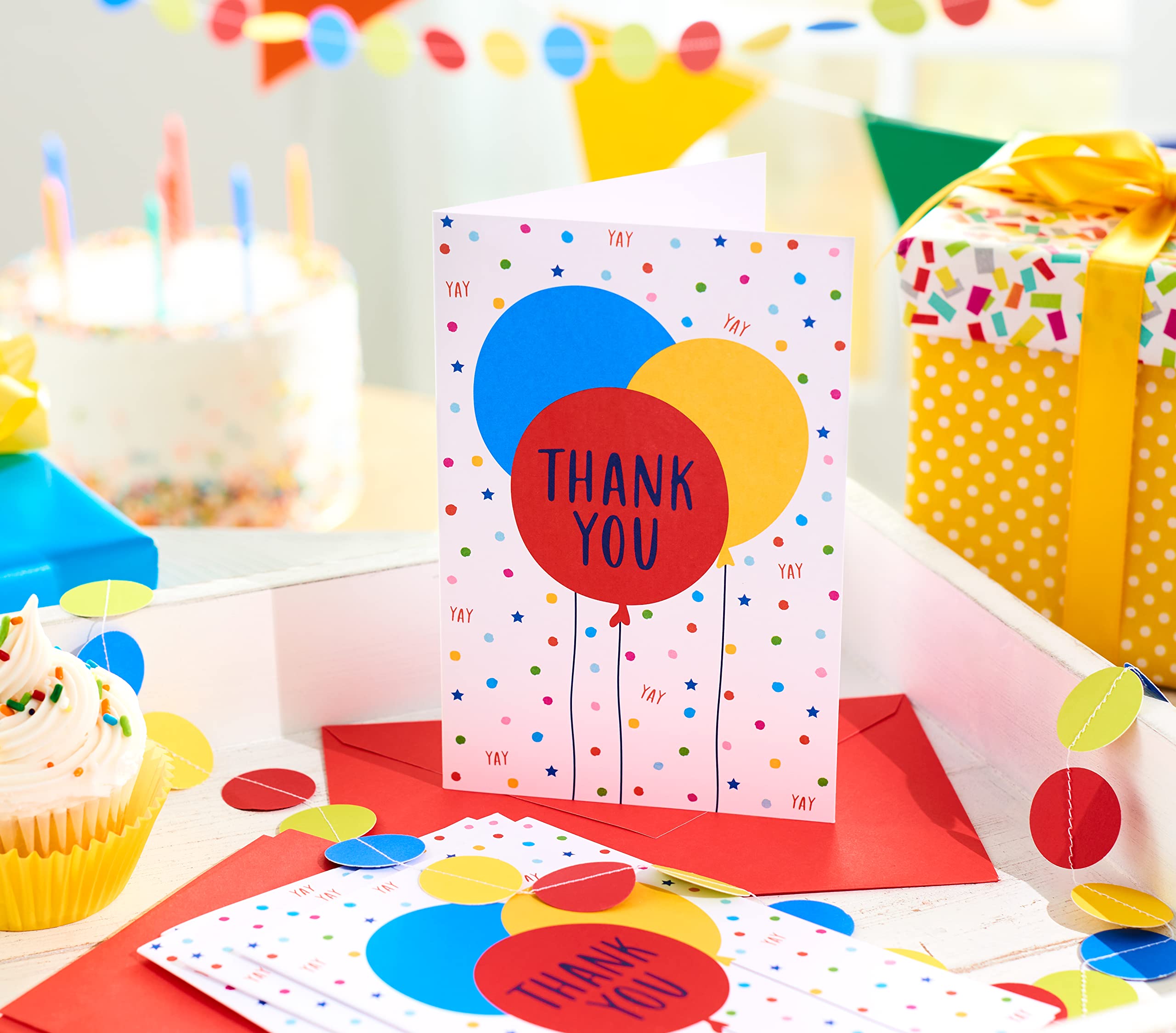 American Greetings Thank You Cards with Envelopes, Multi Color Balloons (48-Count)