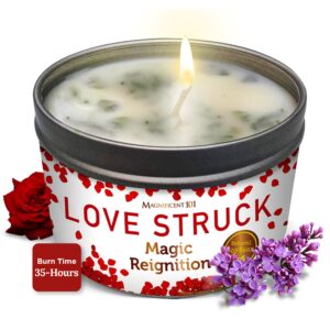 magnificent 101 love struck aromatherapy candle – 6 oz - 30 hour burn | soy wax tin candle for love reignition, purification, manifestation, & chakra healing