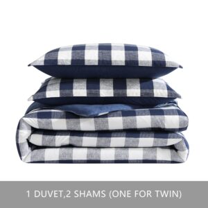 Eddie Bauer - Queen Duvet Cover Set, Reversible Cotton Bedding with Matching Shams, Stylish Plaid Home Decor (Lakehouse Blue, Queen)