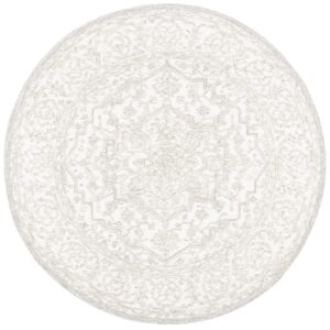 SAFAVIEH Trace Collection 6' Round Ivory / Natural TRC302A Handmade Premium Wool Area Rug