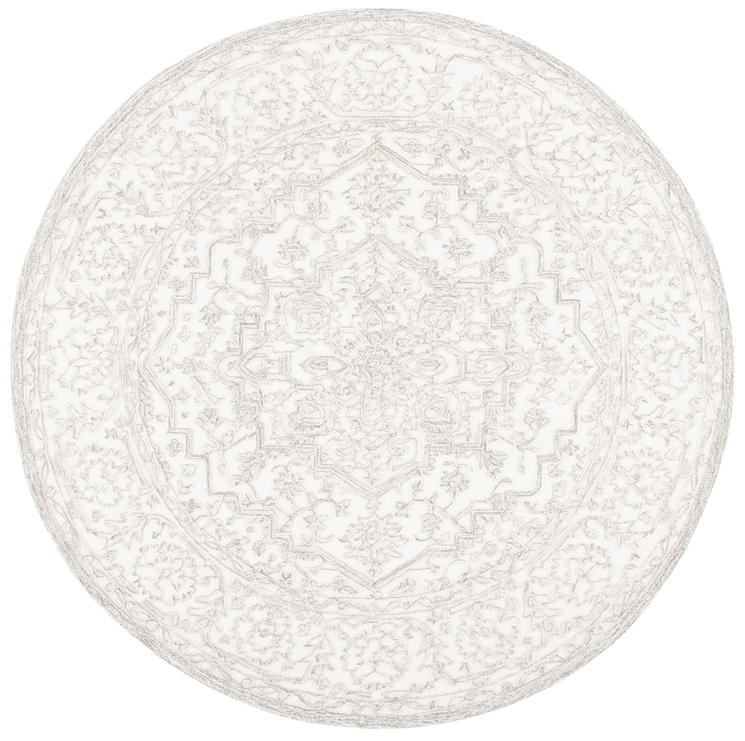 SAFAVIEH Trace Collection 6' Round Ivory / Natural TRC302A Handmade Premium Wool Area Rug