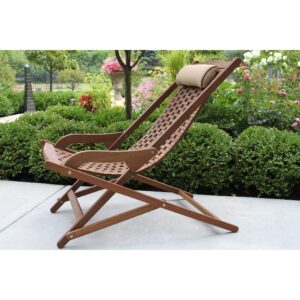 eucalyptus swing lounger with pillow brown stained