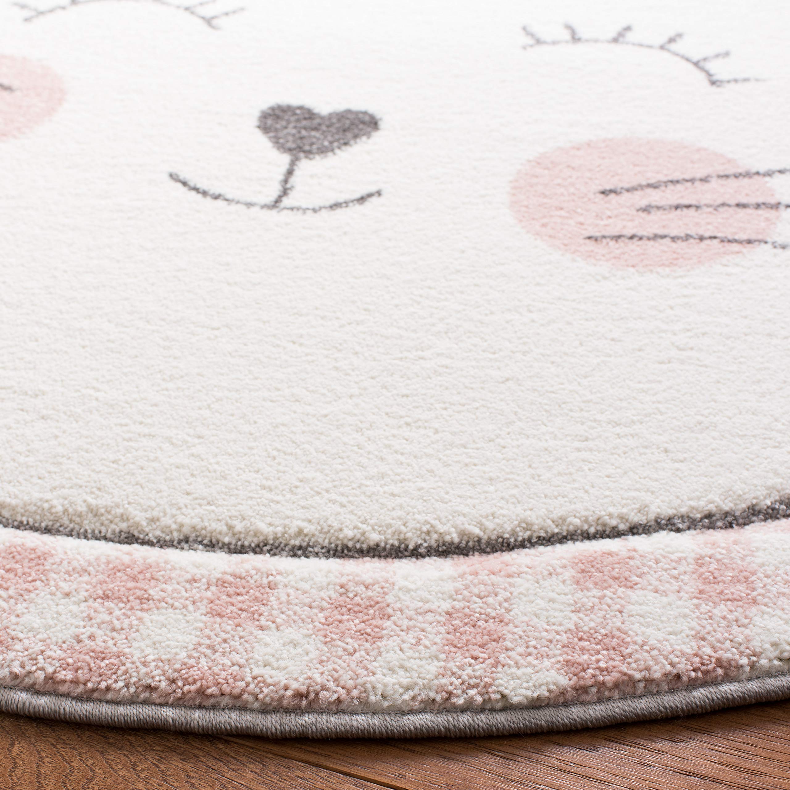 SAFAVIEH Carousel Kids Collection 4' Round Pink / Grey CRK134P Cat Nursery Playroom Area Rug