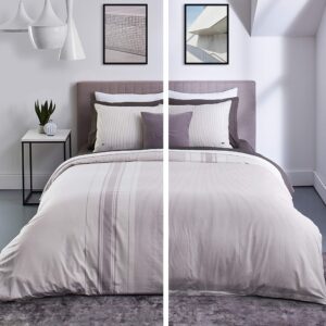 Lacoste Anglet Cotton Reversible Duvet Cover & Sham Set, 104" W x 96" L King, Ivory/White