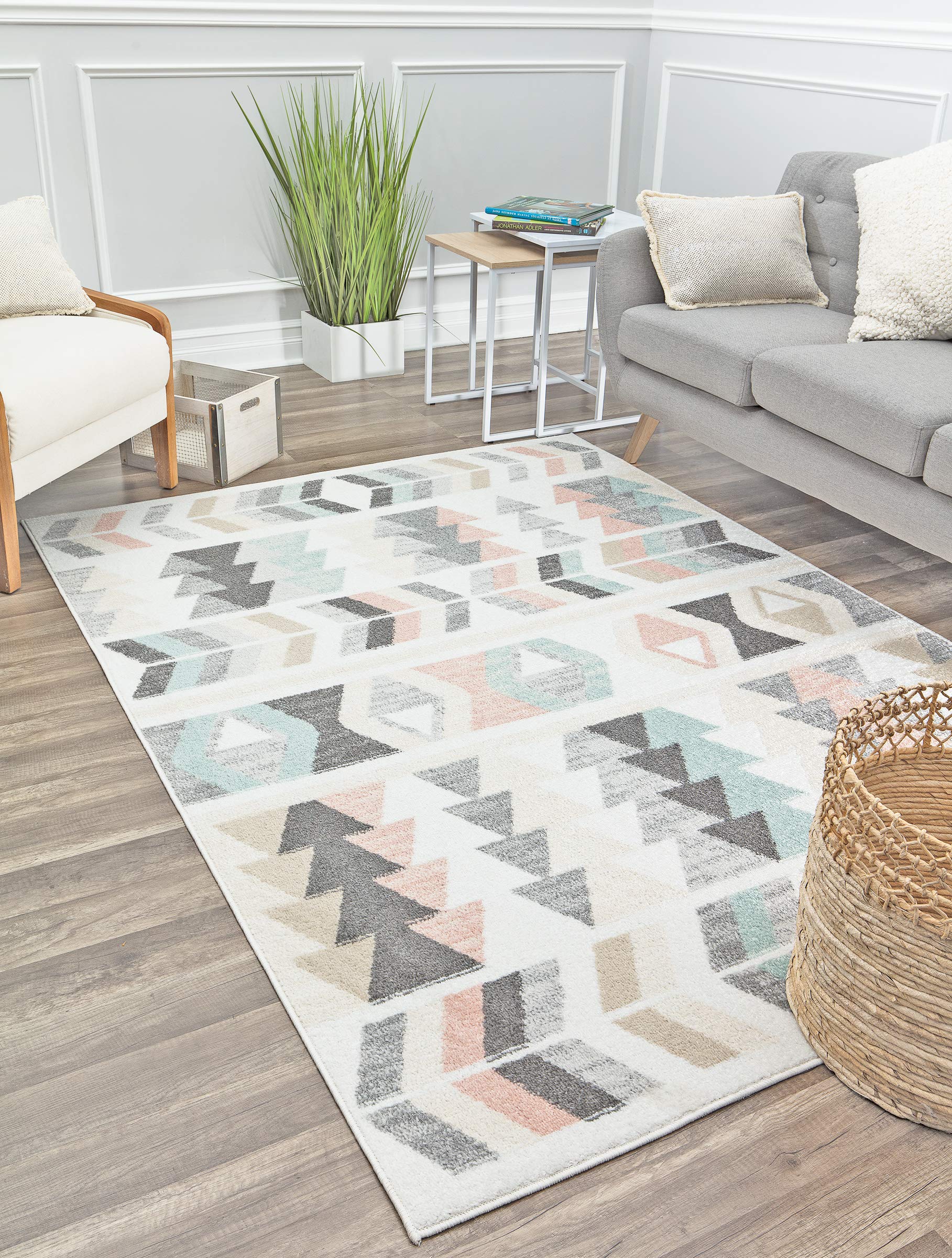 Rugs America Mika Collection MO50A Mint Lime Contemporary Geometric Area Rug 5'0"x7'6"