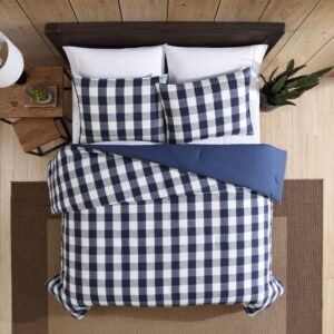 Eddie Bauer - Queen Duvet Cover Set, Reversible Cotton Bedding with Matching Shams, Stylish Plaid Home Decor (Lakehouse Blue, Queen)