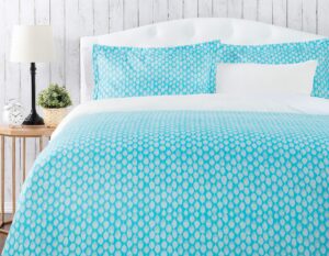 chanasya premium blue aqua abstract duvet cover set - vibrant colorful boho art print 3-piece king size lightweight reversible microfiber comforter cover - ultra soft breathable stain resistant