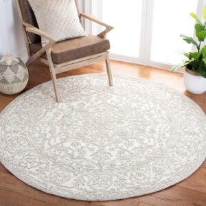 safavieh trace collection 6' round ivory / natural trc302a handmade premium wool area rug