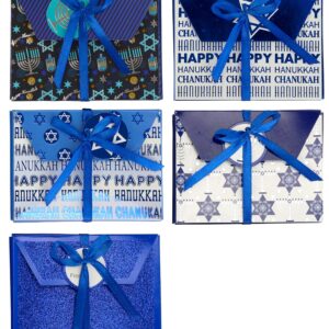 Iconikal Hanukkah Foil and Ribbon Embellished Gift Card Boxes, Set of 9