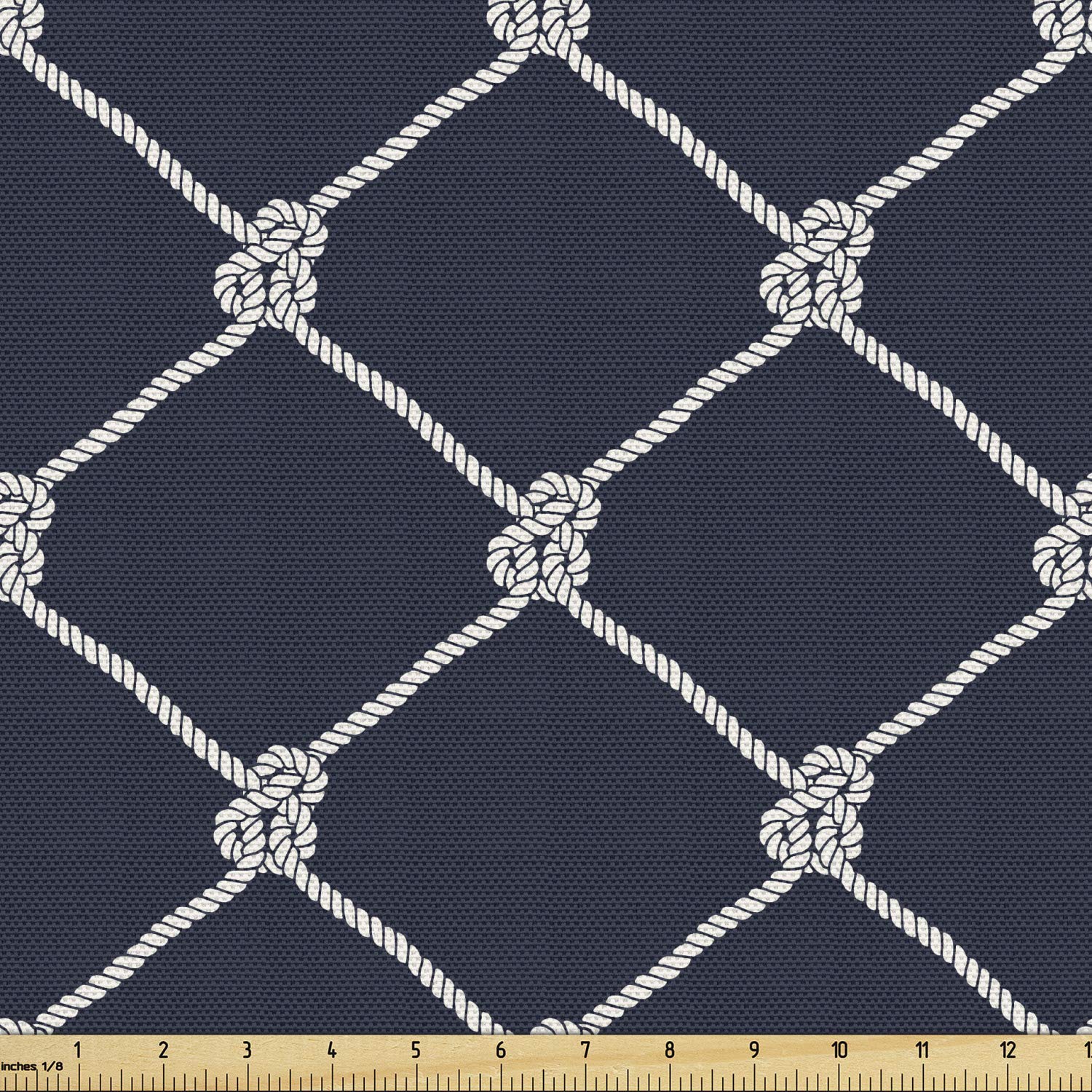 Ambesonne Navy Blue Fabric by The Yard, Navy Sea Yacht Theme Cool Classic Vessel Design in Vertical Art, Decorative Fabric for Upholstery and Home Accents, 1 Yard, White and Blue