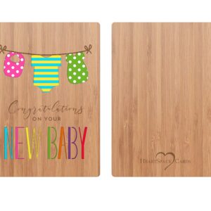 HeartspaceCards Handmade Bamboo Card - Baby Shower Congratulations