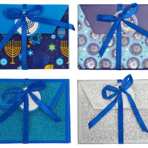 Iconikal Hanukkah Foil and Ribbon Embellished Gift Card Boxes, Set of 9