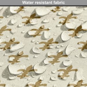 Ambesonne Retro Fabric by The Yard, Fleur-de-lis Flower of The Lily Design Traditional Repetitive Pattern, Decorative Fabric for Upholstery and Home Accents, 1 Yard, Cream Gold