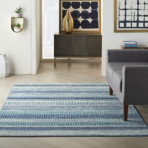 nourison passion bohemian navy blue 5'3" x 7'3" area -rug, easy -cleaning, non shedding, bed room, living room, dining room, kitchen (5x7)