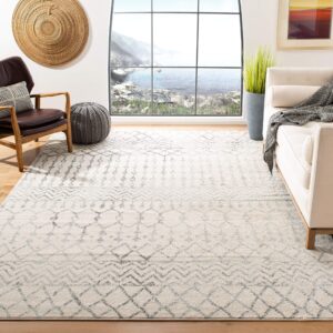 safavieh tulum collection 5' square ivory/grey tul270a moroccan boho distressed non-shedding living room bedroom area rug