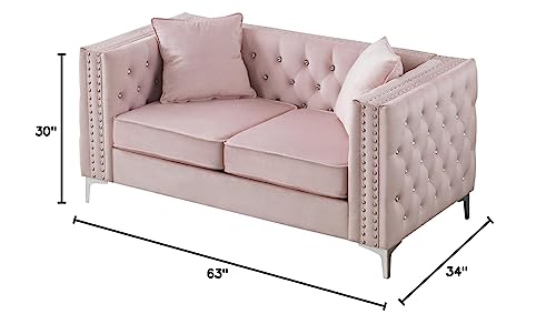 Glory Furniture Paige Velvet Loveseat in Pink