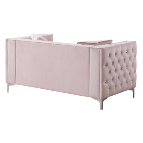 Glory Furniture Paige Velvet Loveseat in Pink