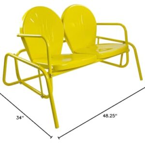 Northlight 2-Person Outdoor Retro Metal Tulip Double Glider Patio Chair, Yellow