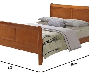 Glory Furniture Louis Phillipe Queen Sleigh Bed in Oak