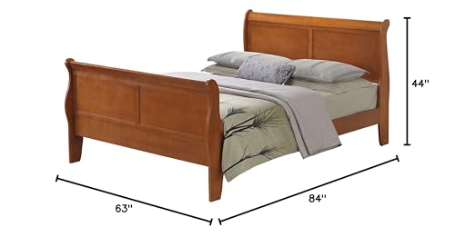 Glory Furniture Louis Phillipe Queen Sleigh Bed in Oak