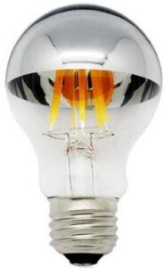 kled half chrome silver bowl tipped, led filament bulb, dimmable, a19 10w (90w equivalent), 950 lumen, 2700k (warm white), medium base e26, cri 85+,1 pack