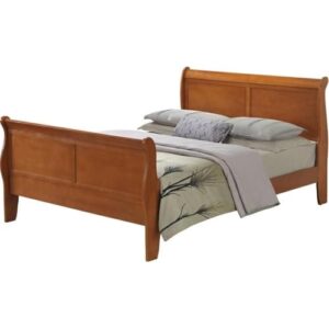 glory furniture louis phillipe queen sleigh bed in oak