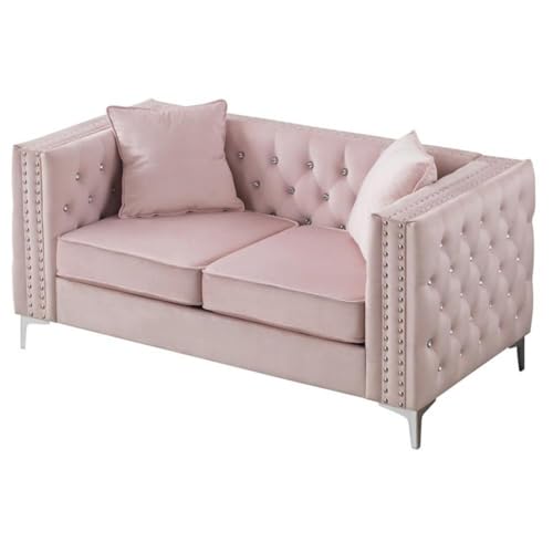 Glory Furniture Paige Velvet Loveseat in Pink