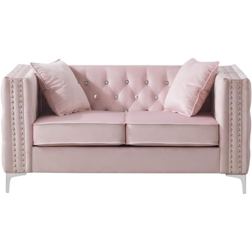 Glory Furniture Paige Velvet Loveseat in Pink