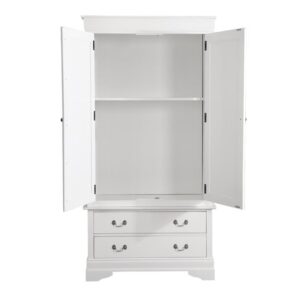 Glory Furniture Louis Phillipe 2 Drawer Armoire in White