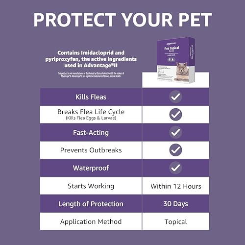 Amazon Basics Flea Topical for Large Cats (over 9 pounds), 4 Count (Previously Solimo)