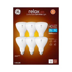 ge relax 65-watt eq led br30 soft white dimmable flood light bulb (6-pack)