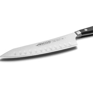 ARCOS Santoku Knife 7 Inch Nitrum Stainless Steel and 190 mm blade. Ergonomic Polyoxymethylene POM Handle.Classical design and rounded finish of great beauty and sturdiness. Series Opera. Color Black.