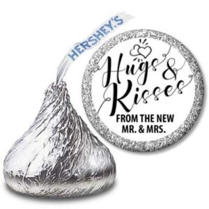 hugs and kisses from the new mr. and mrs. | double heart | 324 stickers - .75 inches | hershey kiss stickers | wedding stickers | bridal shower stickers | bridal favors