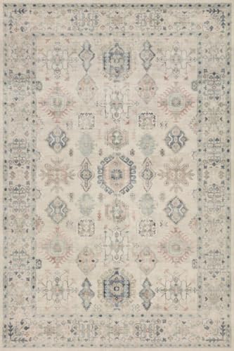 Loloi II Hathaway Collection HTH-06 Blush/Multi 9'-0" x 12'-0", .25" Thick, Area Rug, Soft, Durable, Printed, Modern, Low Pile, Non-Shedding, Easy Clean, Living Room Rug