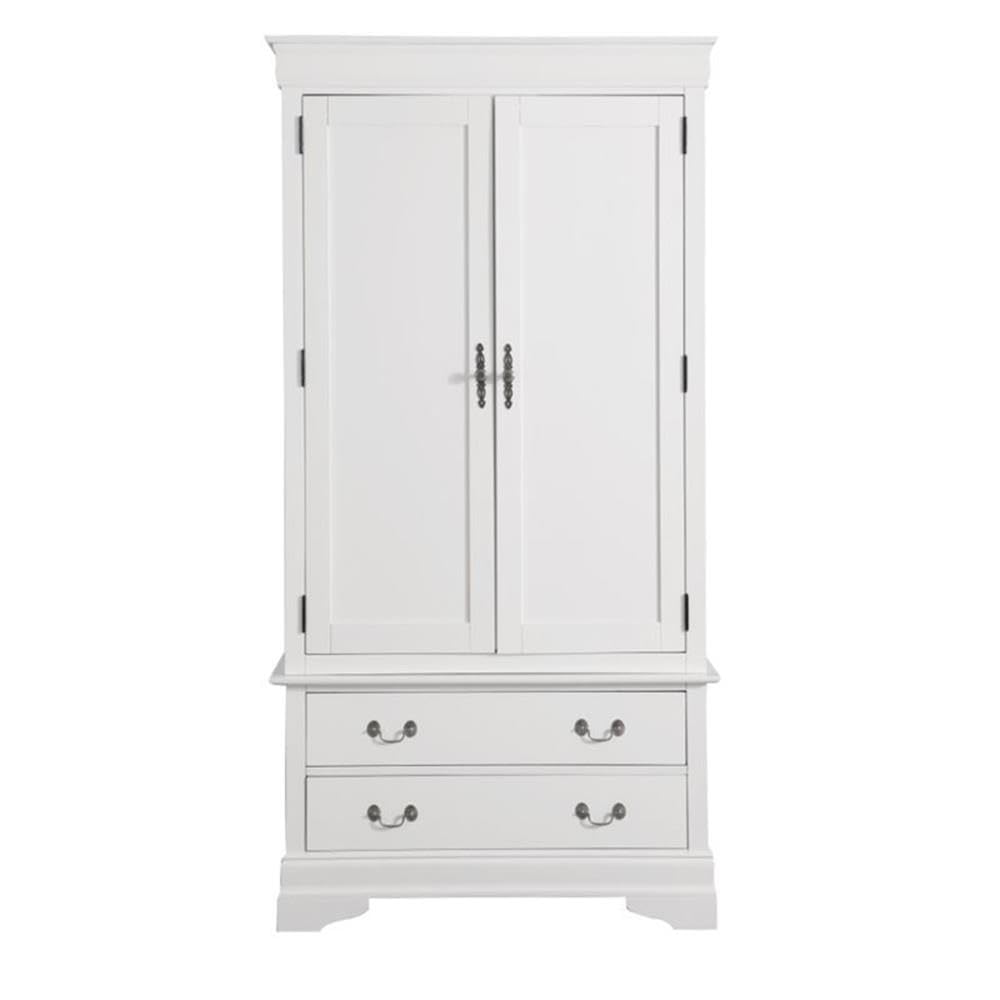 Glory Furniture Louis Phillipe 2 Drawer Armoire in White