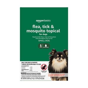 Amazon Basics Flea, Tick & Mosquito Topical Treatment for Small Dogs (4-10 pounds), 6 Count (Previously Solimo)